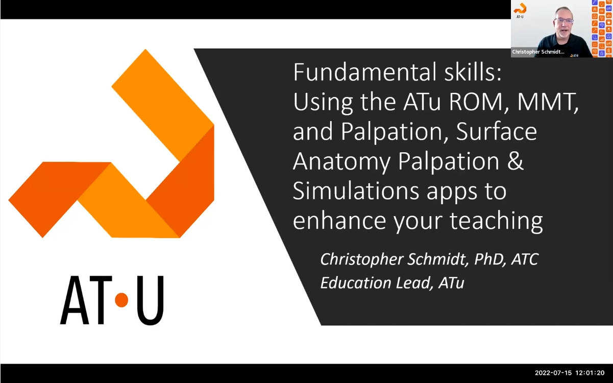 Fundamental skills: Using the ATu ROM, MMT, and Palpation, Surface ...